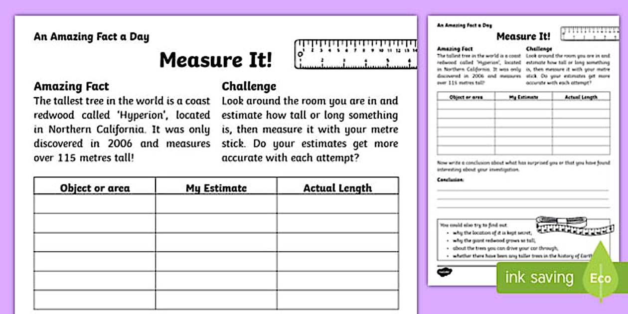 Measure It Worksheet / Worksheet, worksheet - Twinkl