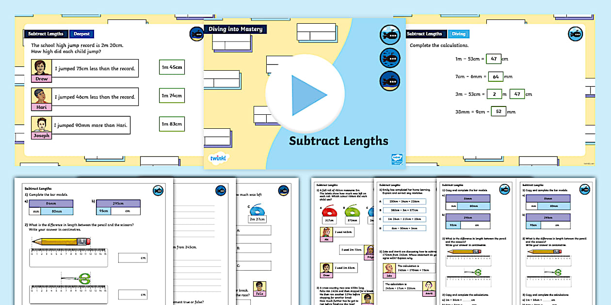 👉 Year 3 Diving into Mastery: Step 9 Subtract Lengths Pack