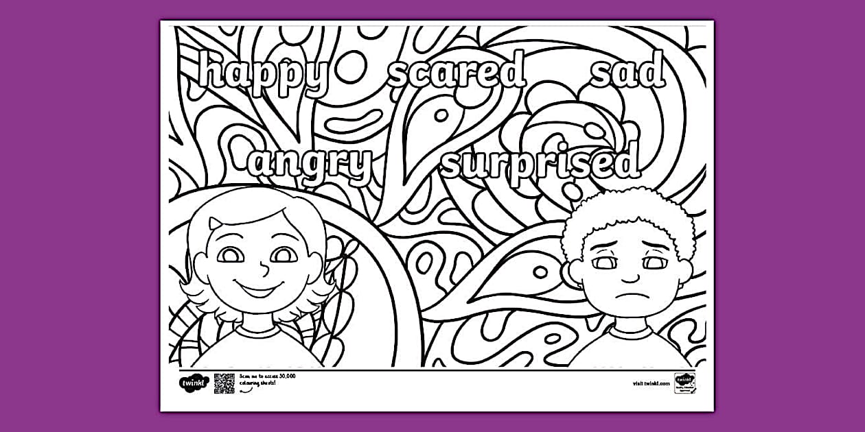 Mindfulness Emotion Words Colouring Page (teacher made)