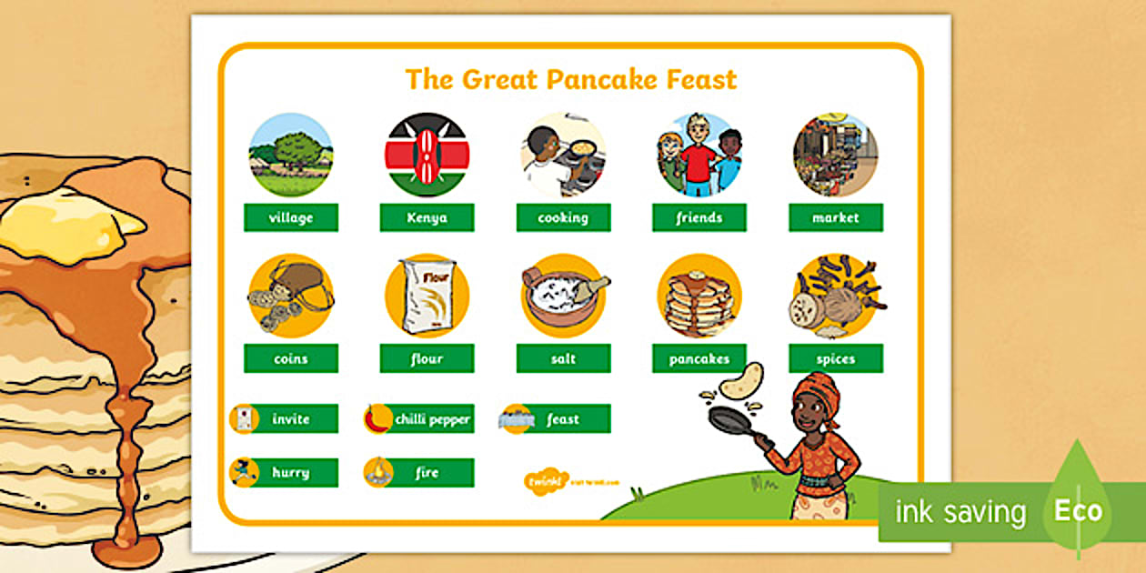 KS1 Word Mat to Support Teaching on Mama Panya's Pancakes