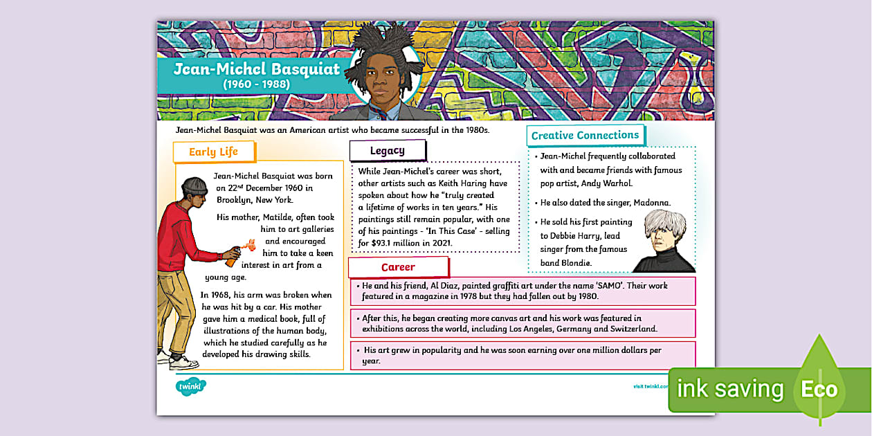 Jean-Michel Basquiat Fact File - Twinkl - KS2 - Art - Twinkl
