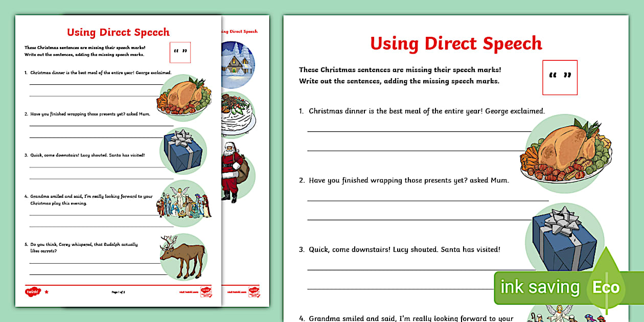 Christmas-Themed Differentiated Direct Speech Activity Sheets