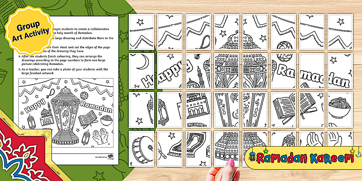 Group Activity Colouring the Biggest Ramadan Lantern Activity Cards