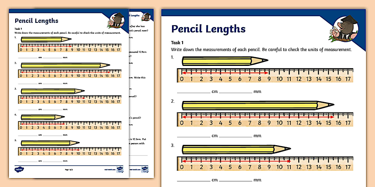 Pencil Lengths Activity Sheets (teacher made) - Twinkl