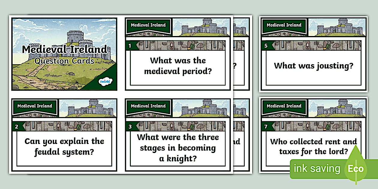 Medieval Ireland Question Cards (5th and 6th Class) - Twinkl