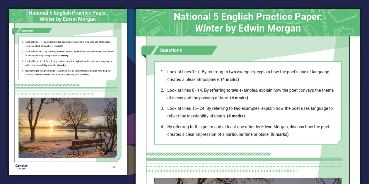 National 5 Practice Paper: 'Winter' by Edwin Morgan