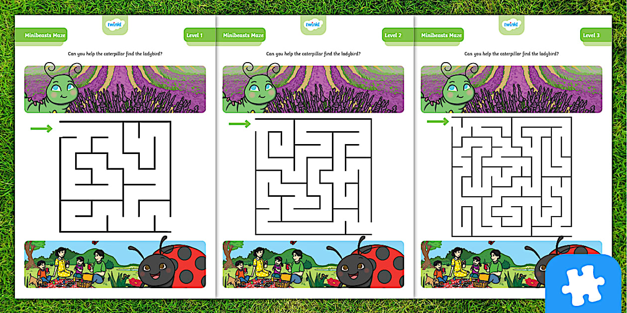 Fun Minibeasts Maze Puzzle Pack - AL - Twinkl Puzzled - Kids