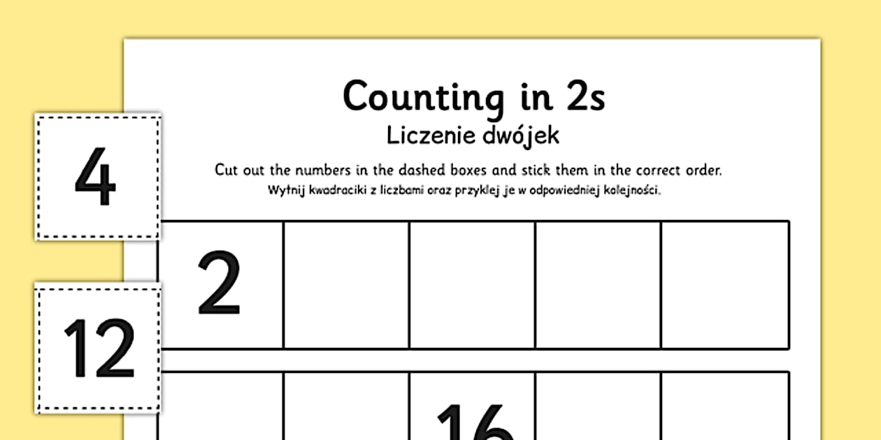 Counting in 2s Cut and Stick Worksheet / Worksheet Polish Translation