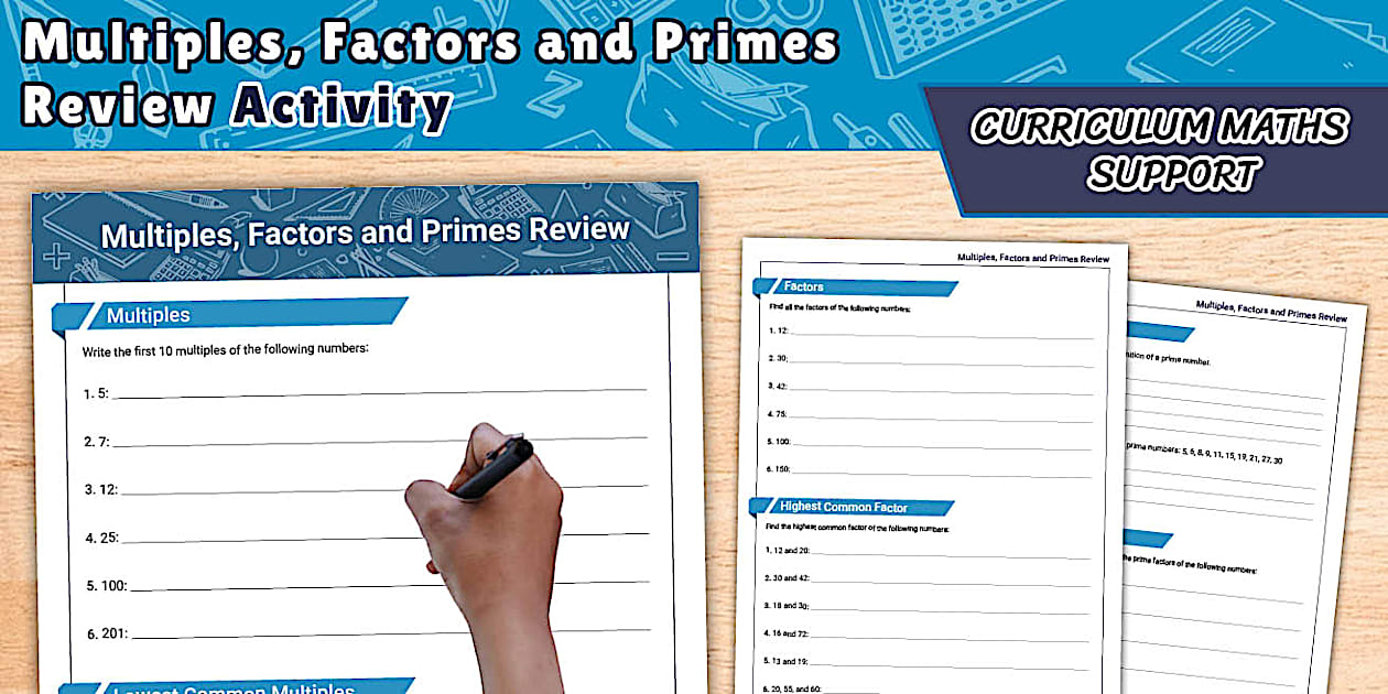 Multiples, Factors and Primes Review Activity