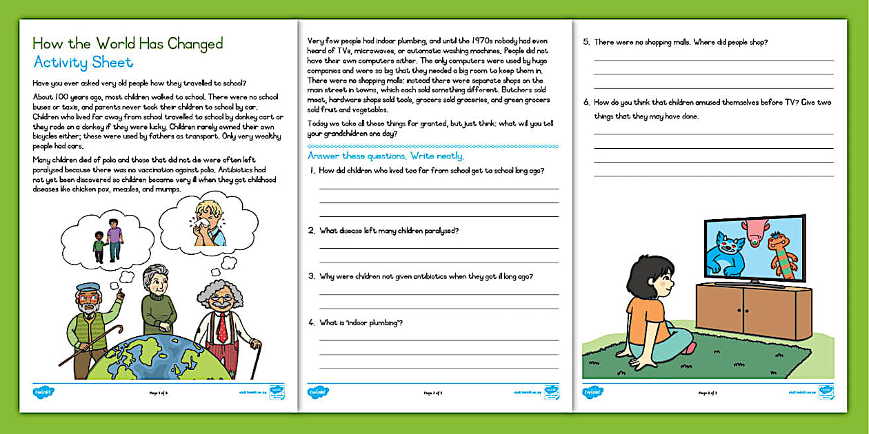 How the World has Changed – Activity Sheet (teacher made)