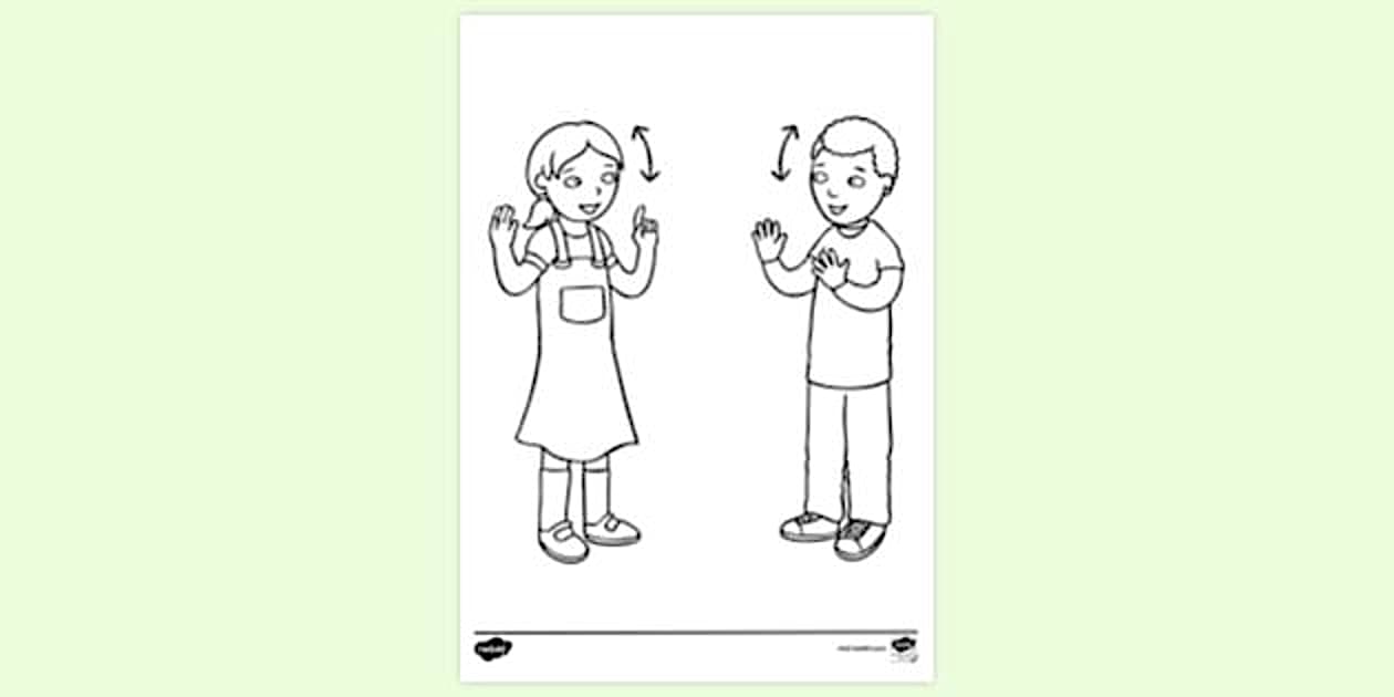 Children Talking, Nodding, Gesturing & Eyes Open Colouring