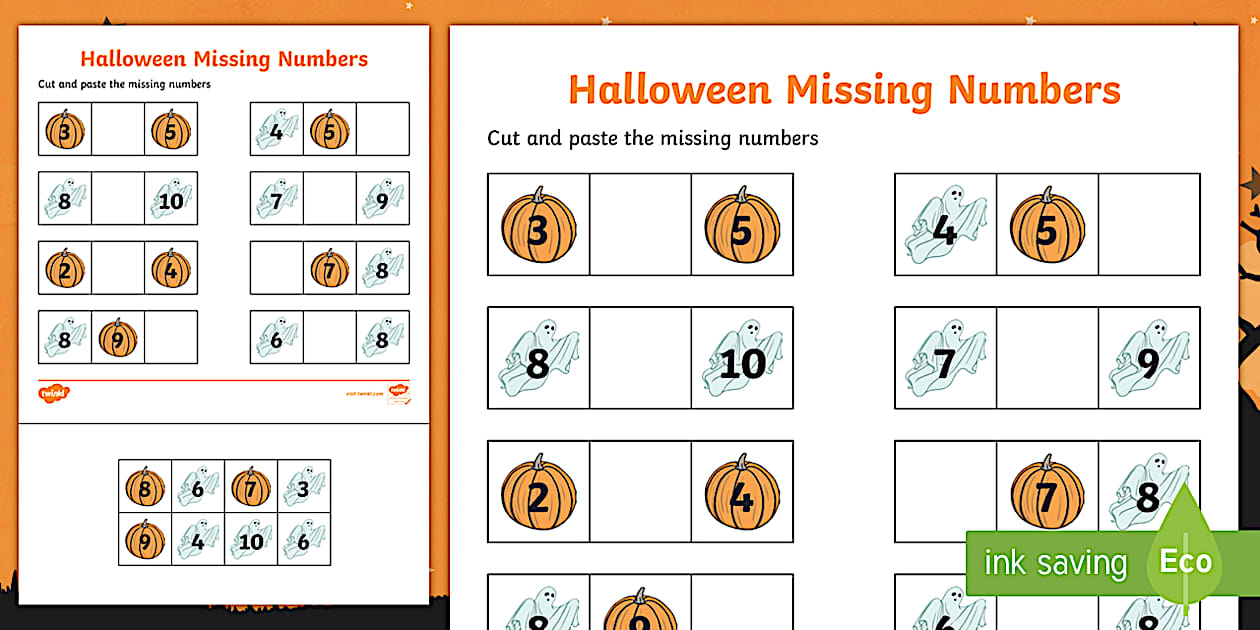 Halloween Themed Missing Number 1 10 Worksheet / Worksheet