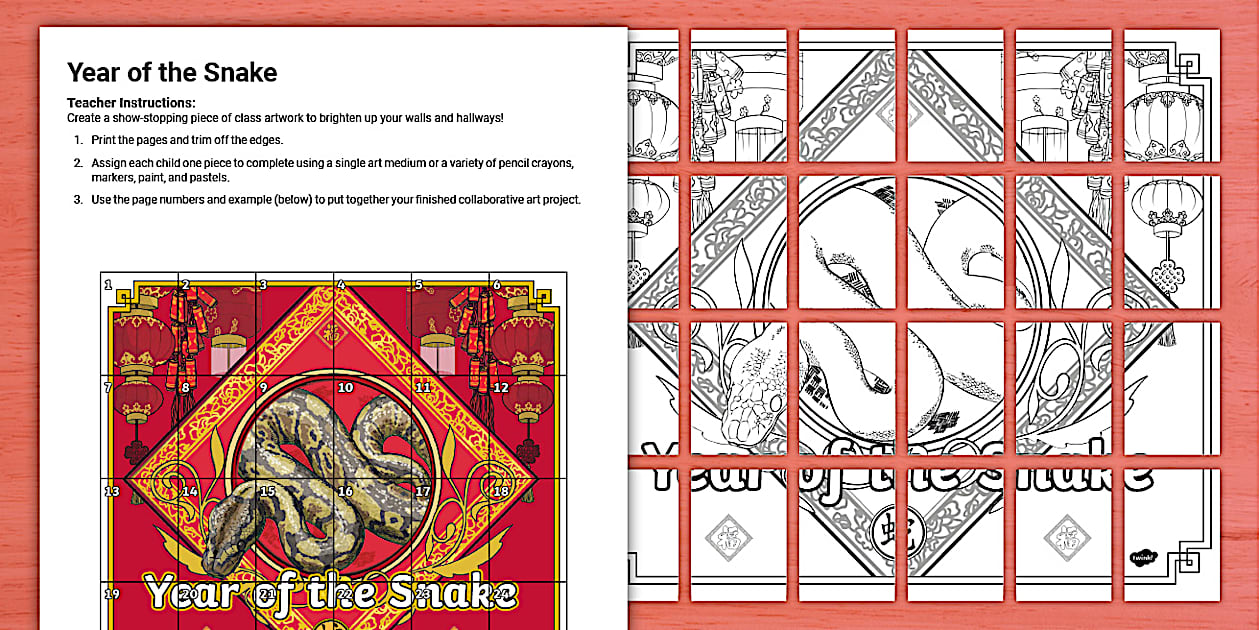 Year of the Snake Collaborative Art Poster (teacher made)