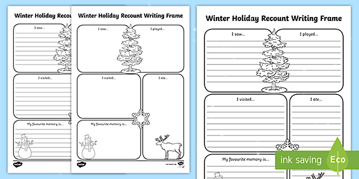 Editable Winter Holiday Recount Writing Frame - Twinkl