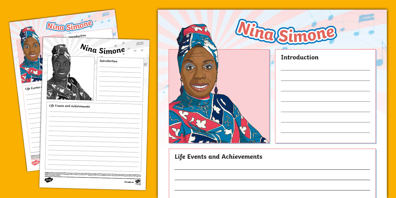 👉 Nina Simone Biography Template (teacher made) - Twinkl