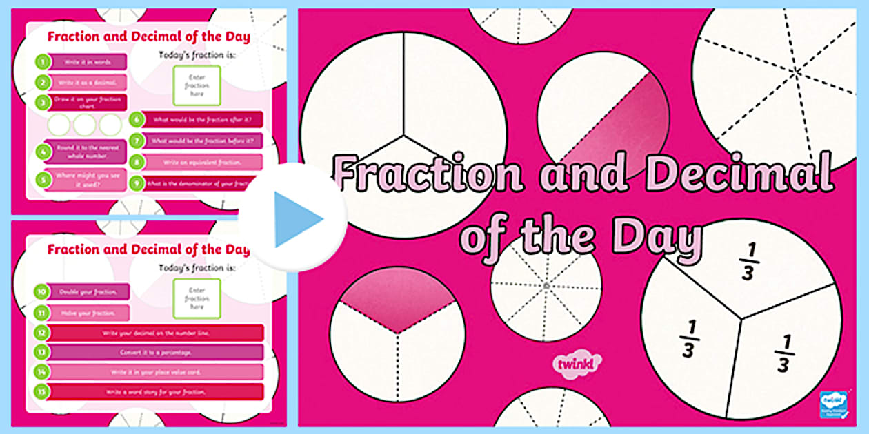 Fraction and Decimal of the Day PowerPoint - Twinkl