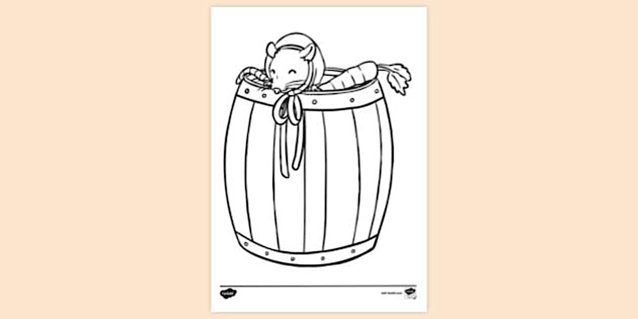 Rat On A Barrel Colouring Sheet (teacher made) - Twinkl