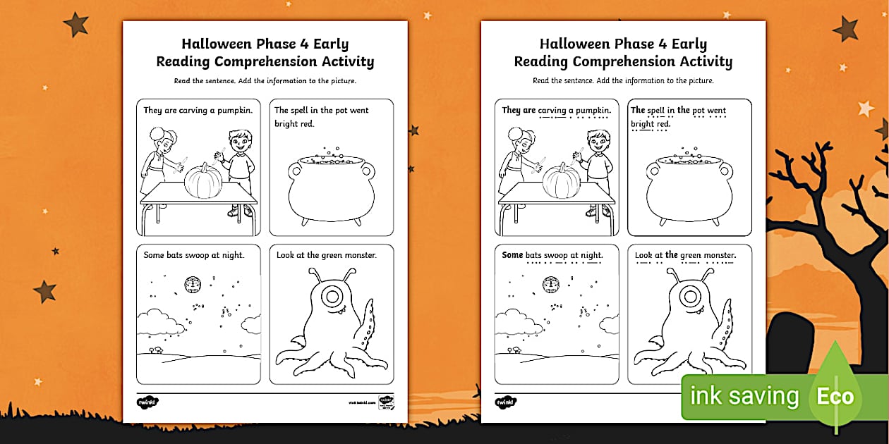 Halloween-Themed Phase 4 EYFS Reading Comprehension Activity