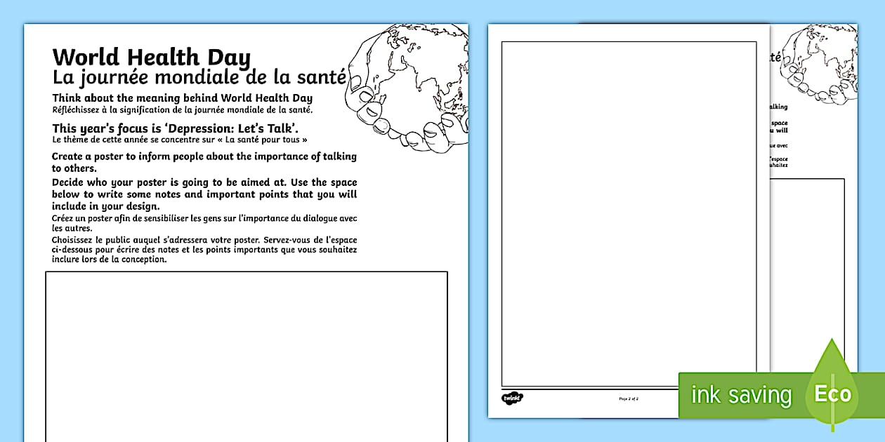 World Health Day Design a Poster Worksheet English/French