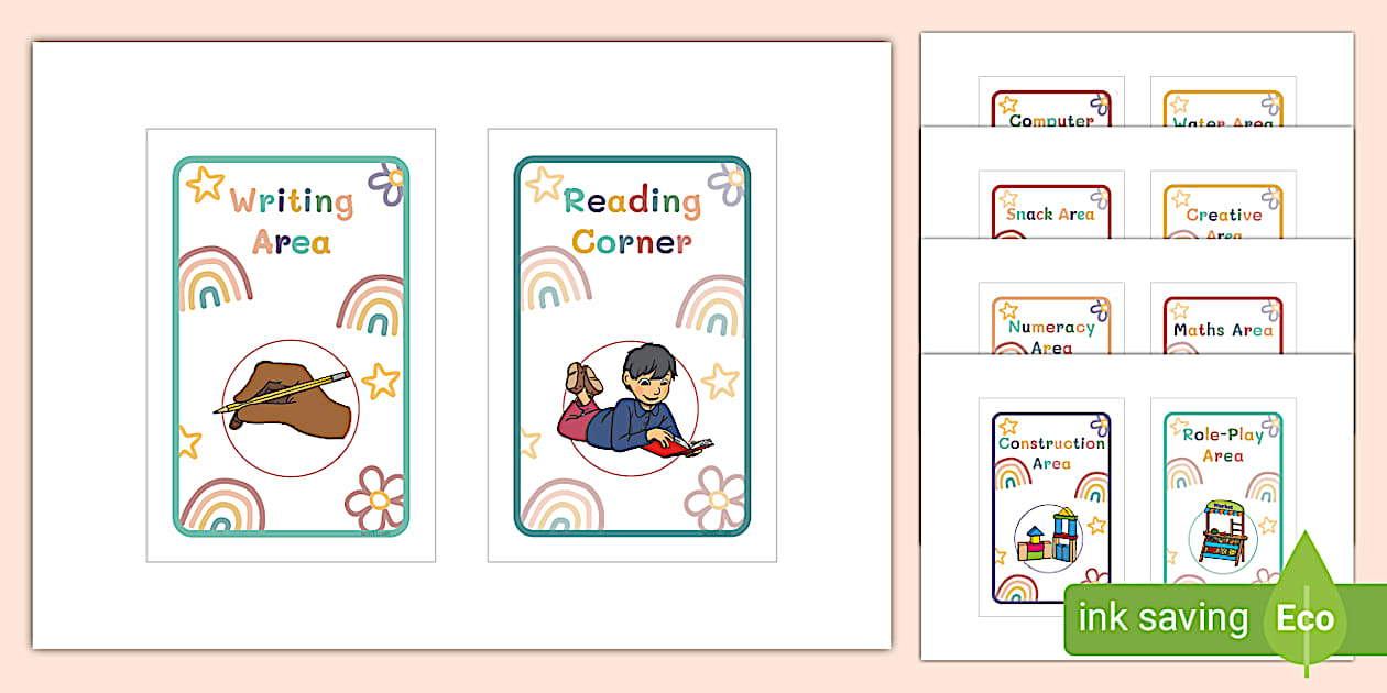 EYFS Muted Rainbow Continuous Provision Tolsby Frame Signs