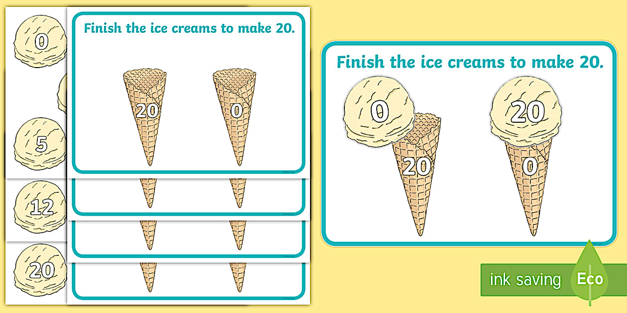 Workstation Pack – Ice Cream Number Bonds to 20 Activity Pack