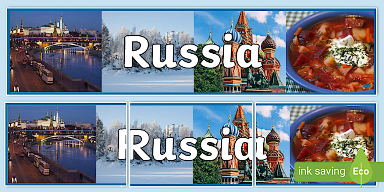 Cursive Russia Photo Display Banner (teacher made) - Twinkl