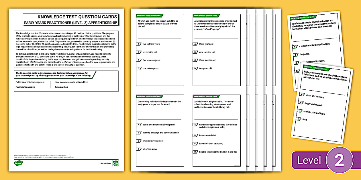 Knowledge Test Question Cards EYFS Practitioner (Level 2)