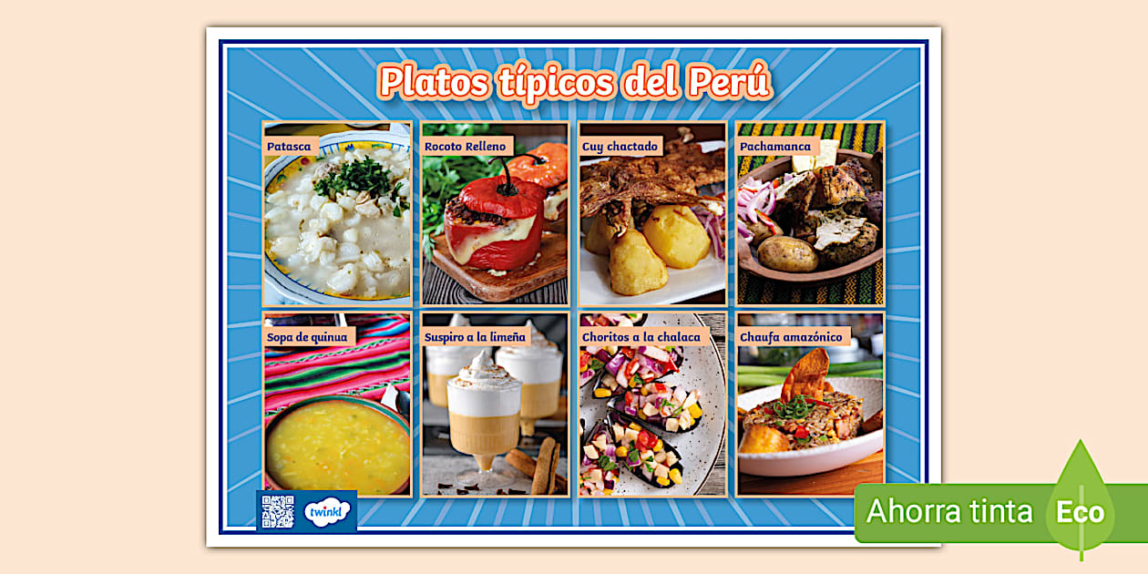 Lámina: Platos típicos del Perú | Material Educativo Twinkl