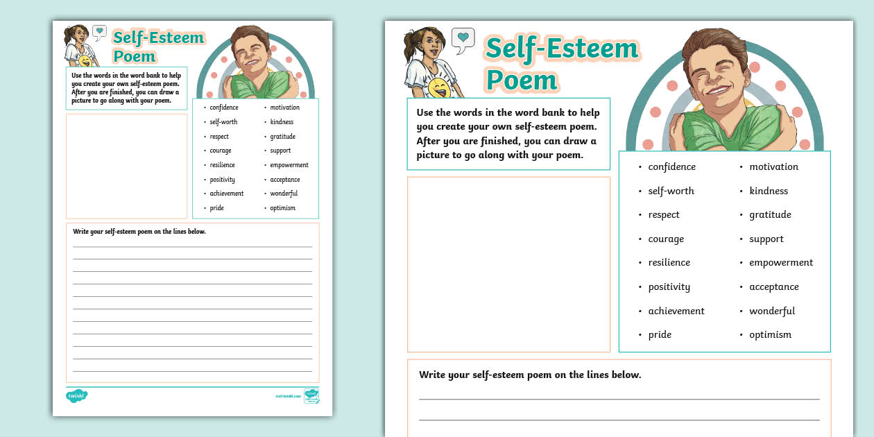 Self-Esteem Poem Writing Template (teacher made) - Twinkl