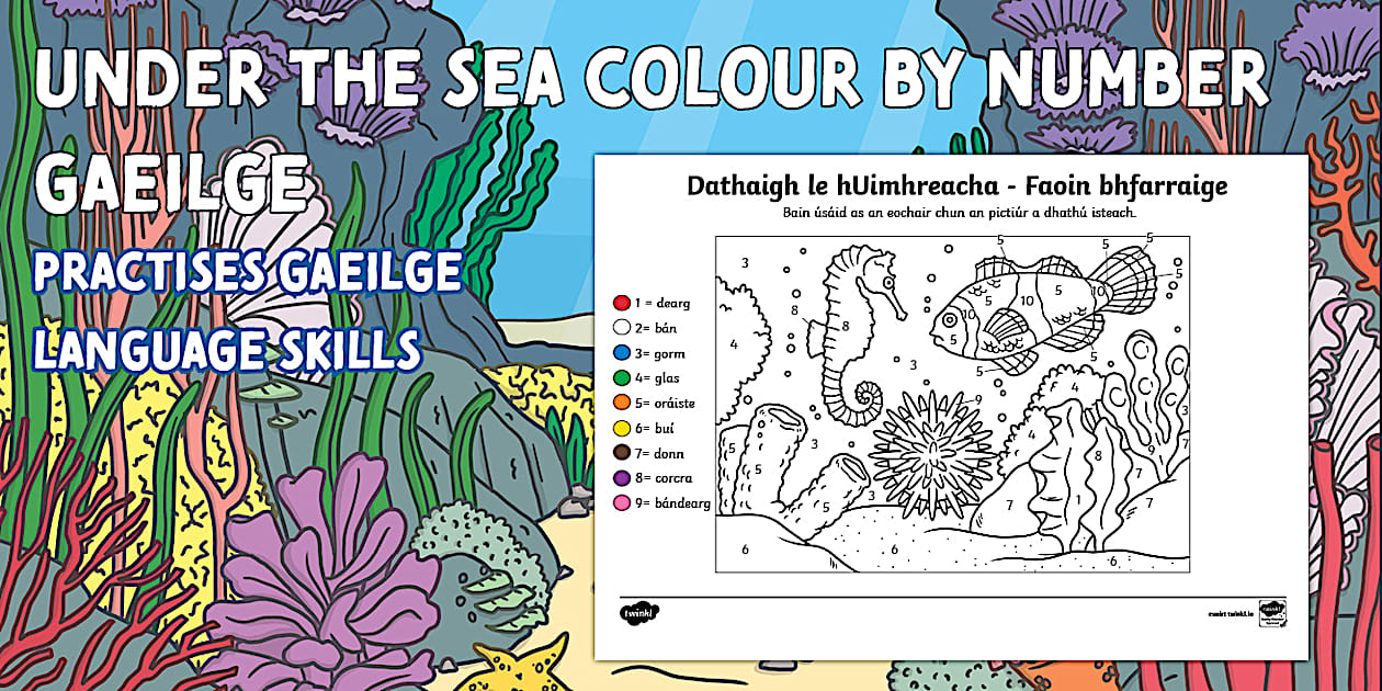 Under the Sea Colour by Number Gaeilge