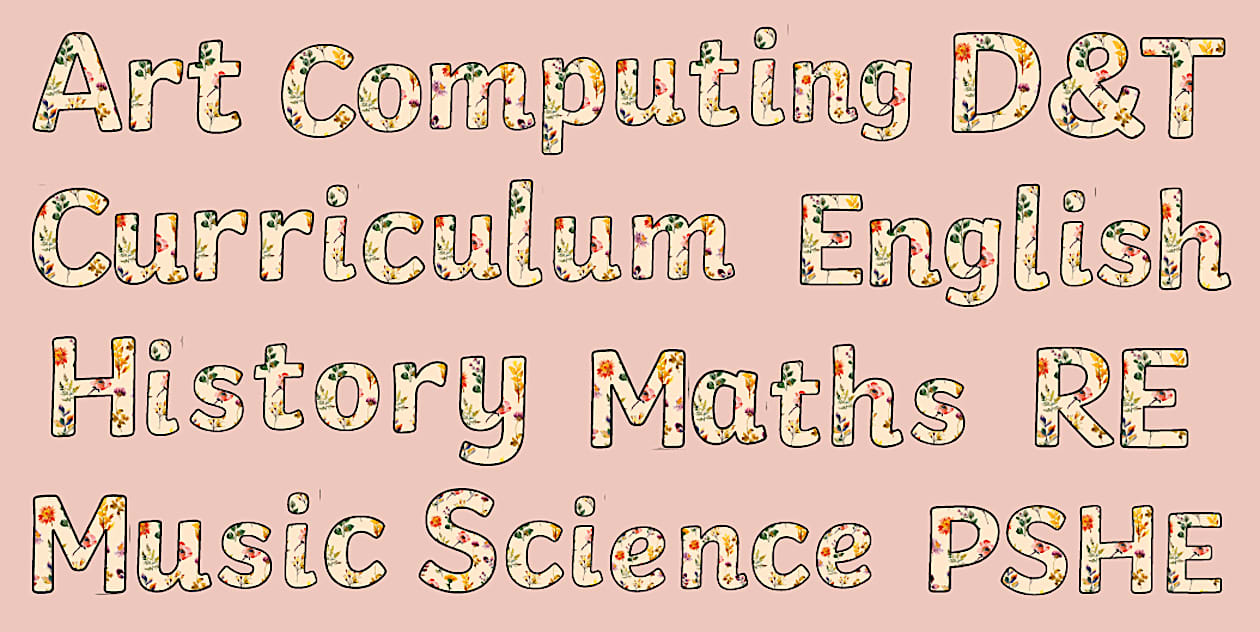 Wildflower Botanical Class Subject Title Display Lettering