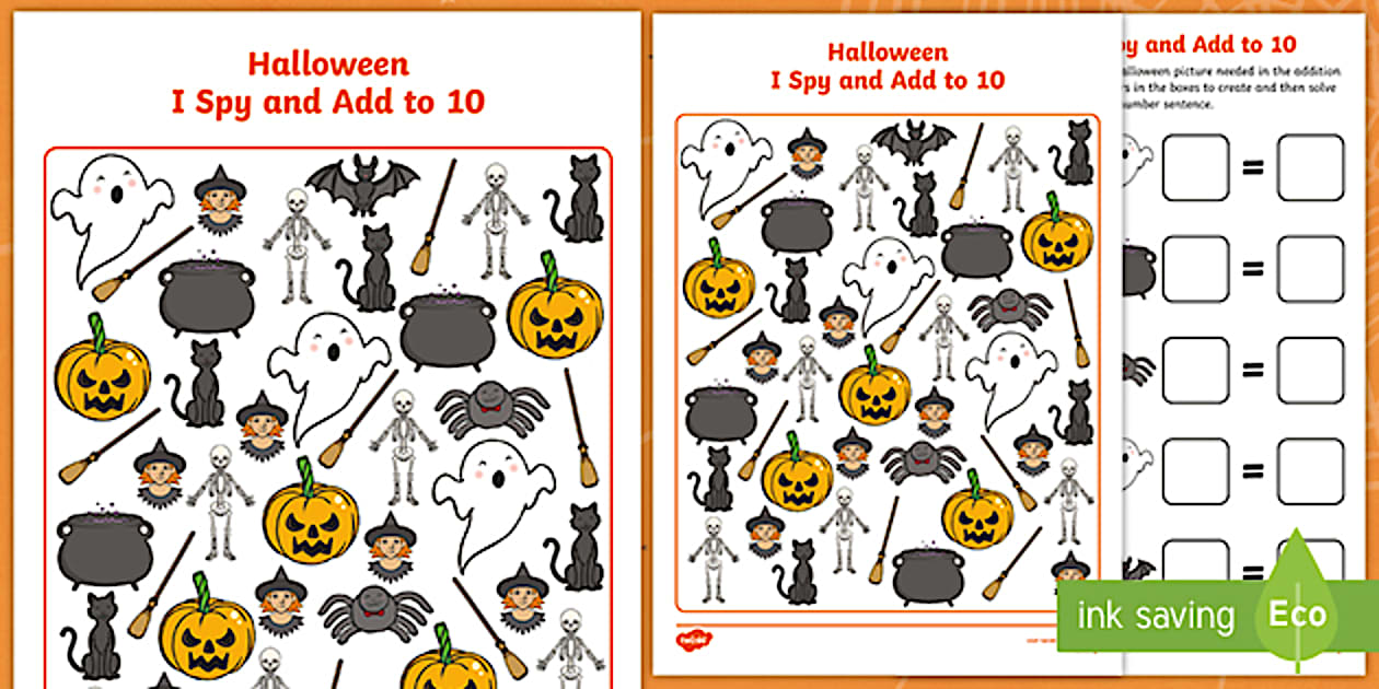 Editable Halloween I Spy and Add to 10 (teacher made)