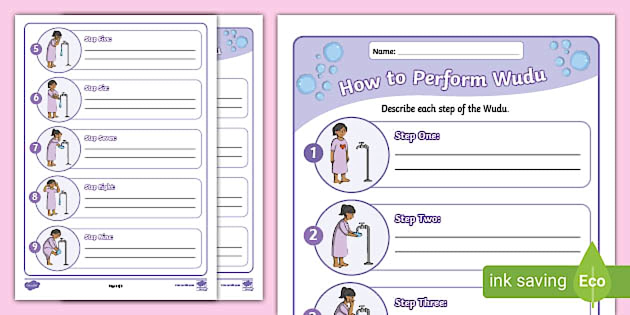 How to Perform Wudu Writing Activity (Girl) (teacher made)