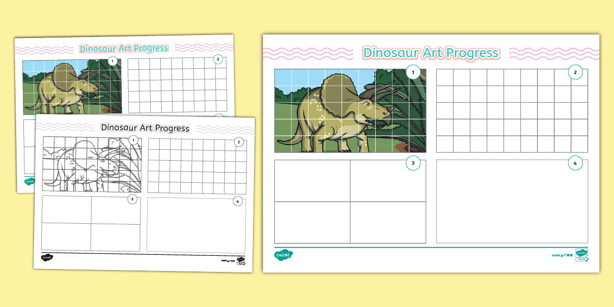 Dinosaur Art Progress Template (teacher made) - Twinkl