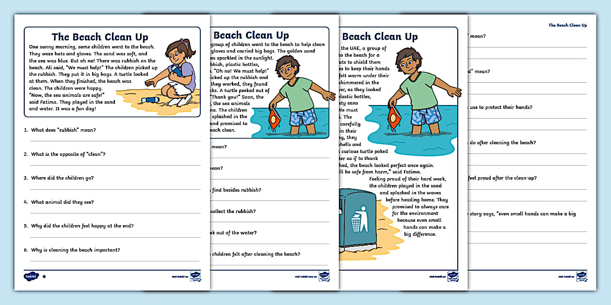 Beach Clean Up KS1 Differentiated Reading Comprehension