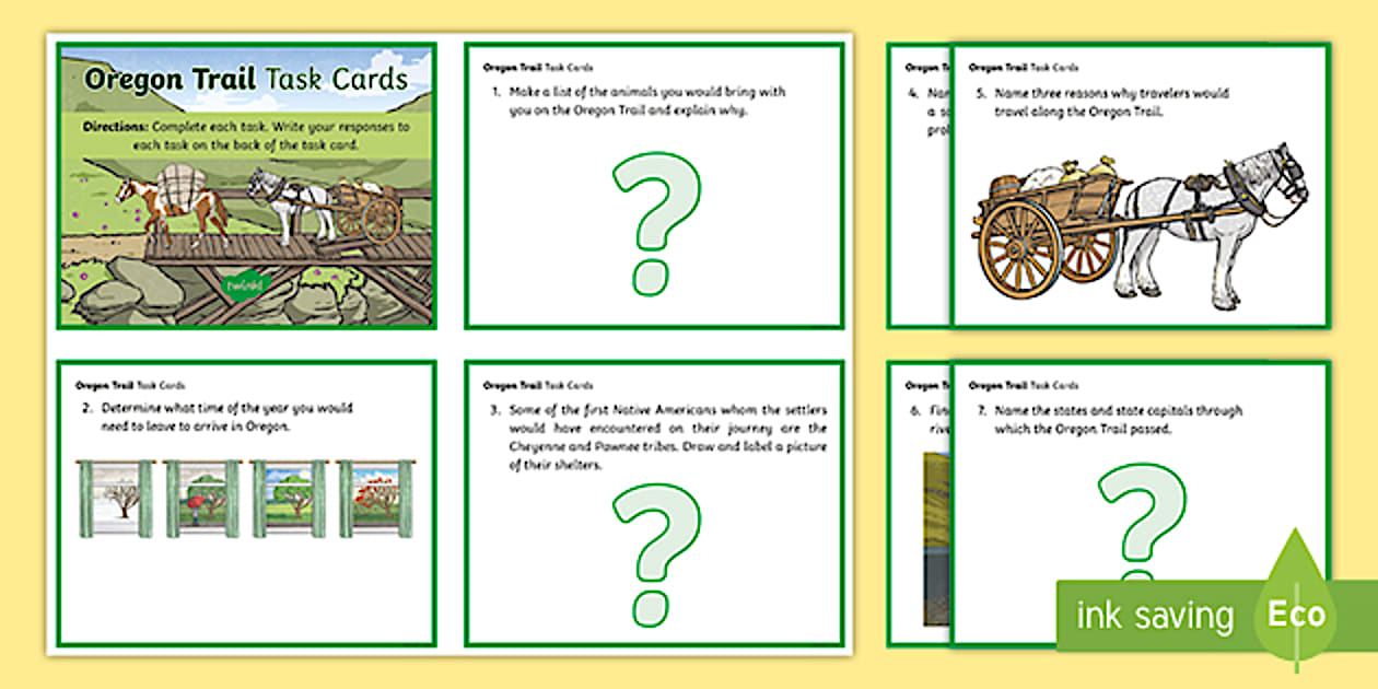 Oregon Trail Task Cards for 3rd-5th Grade (teacher made)