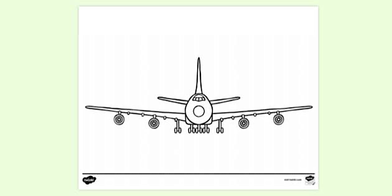 Boeing 747 Aeroplane Front View | Colouring Sheets - Twinkl