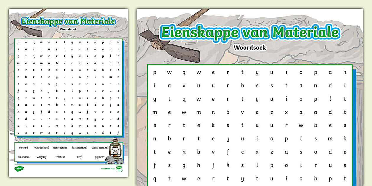 Eienskappe van Materiale - Woordsoek (teacher made) - Twinkl