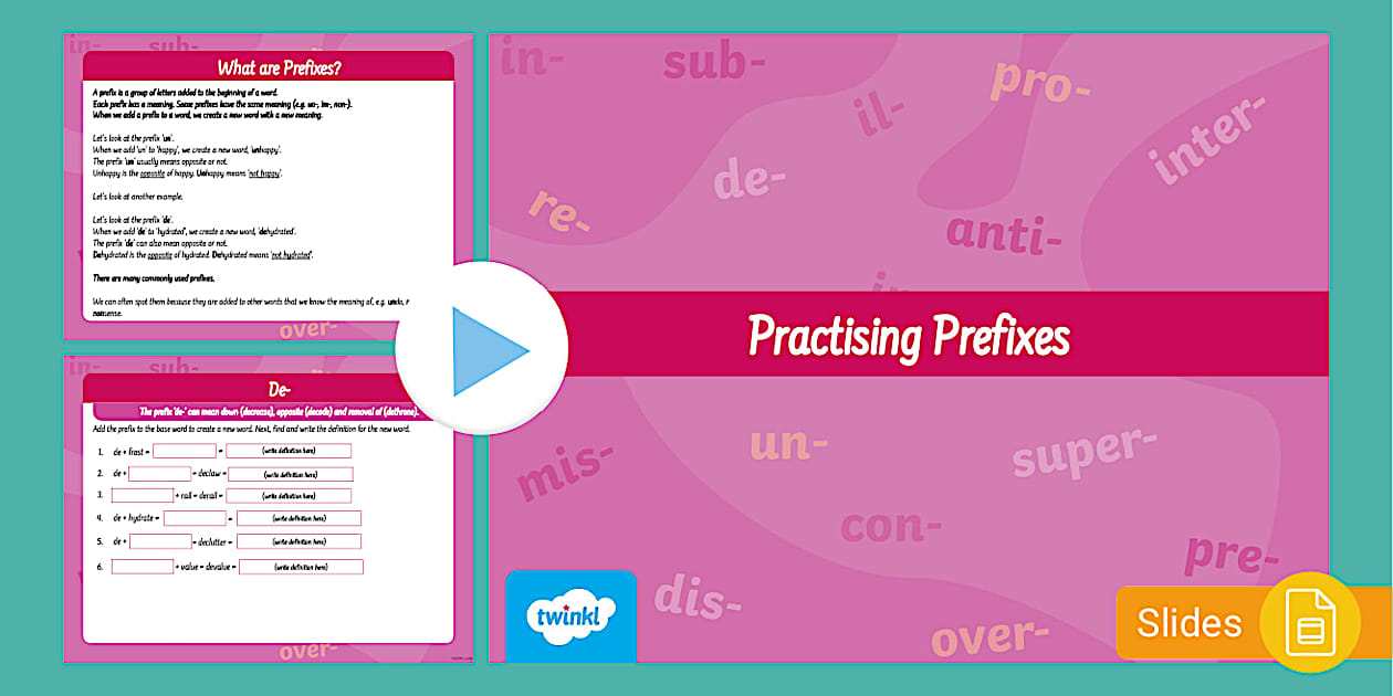 Vocabulary Digital Activity Cards: Prefixes (teacher made)
