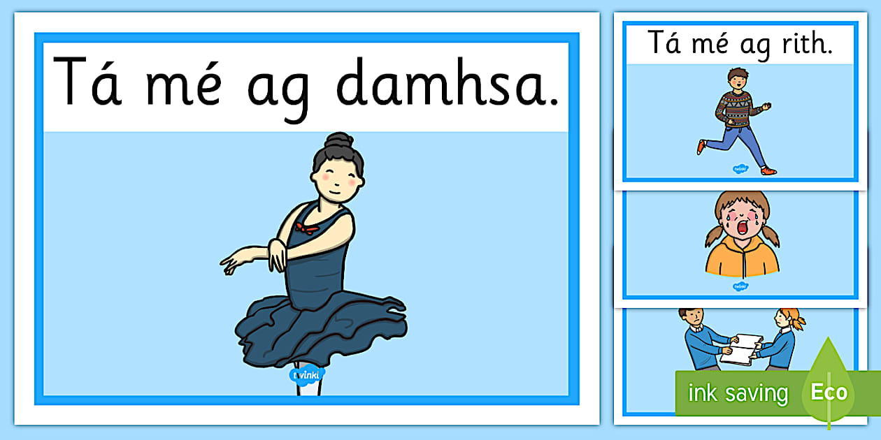 Gaeilge: Ag Words / Action Words A4 posters - Twinkl
