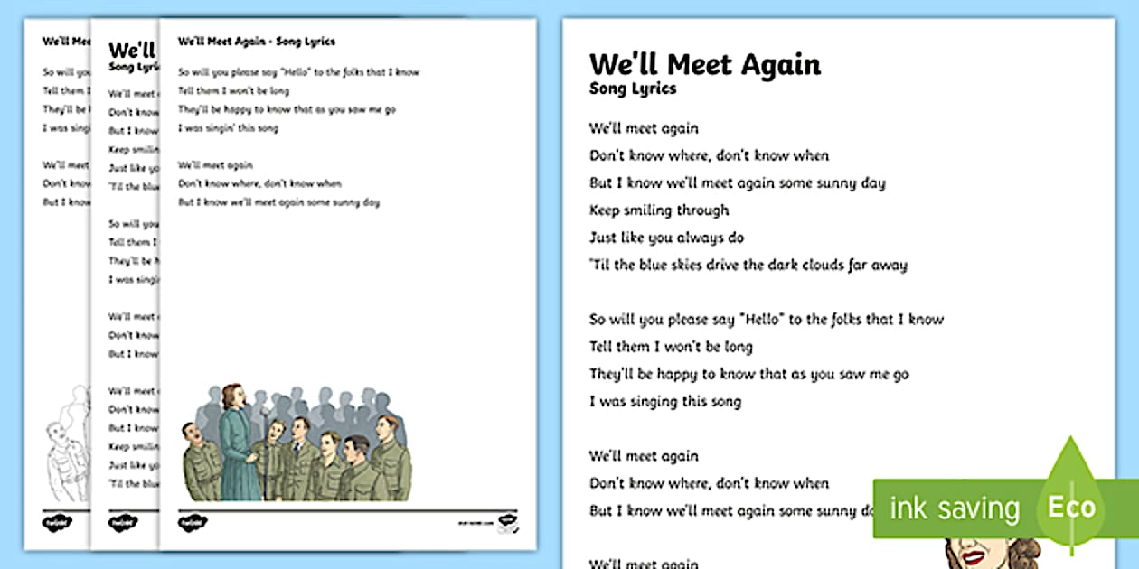 We'll Meet Again Lyrics | VE Resource | Primary