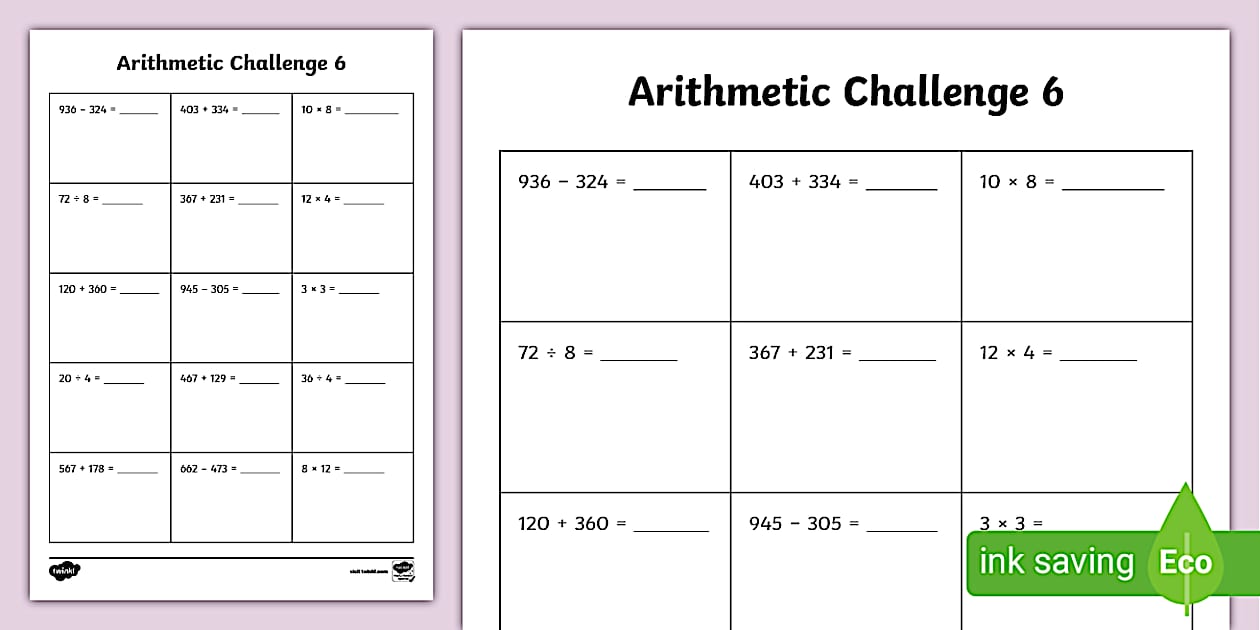 👉 Year 3 Arithmetic Challenge 6 (teacher made) - Twinkl 👉 Year 3 Arithmetic Challenge 6 (teacher made) - Twinkl