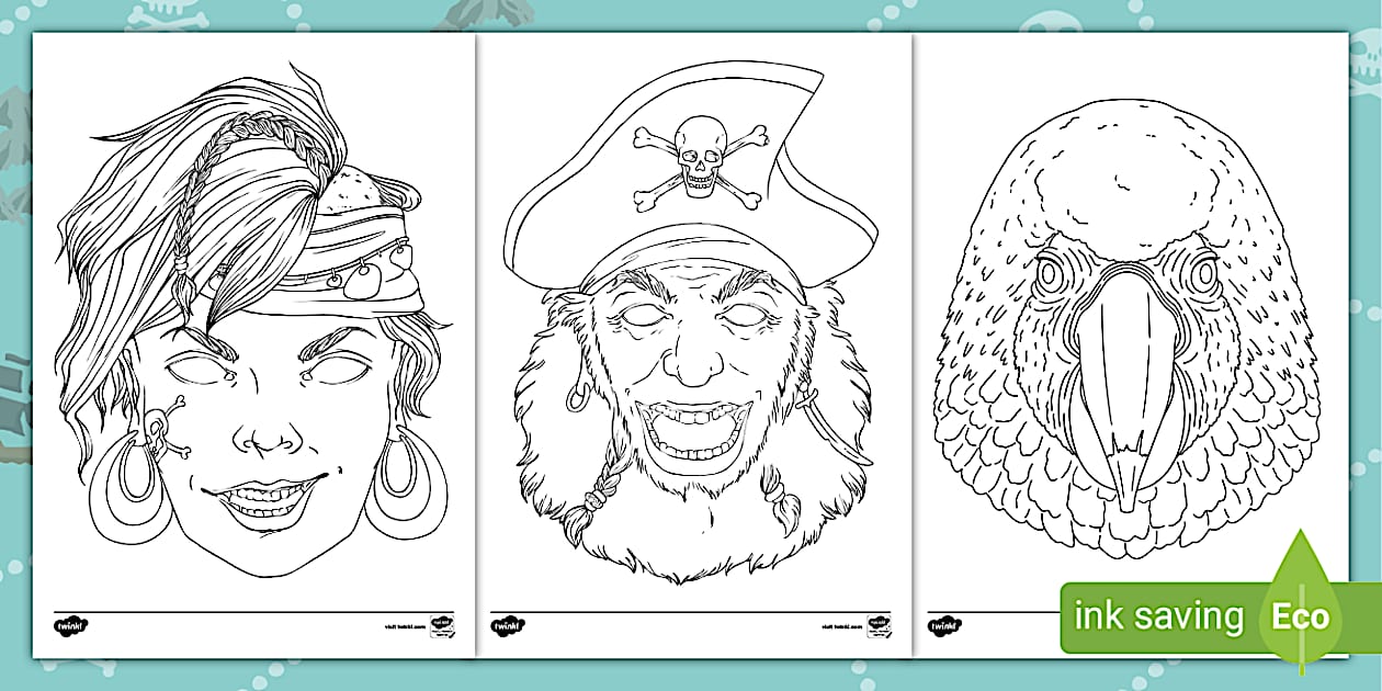 KS2 Pirate Colouring Masks - Twinkl - KS2 (Teacher-Made)