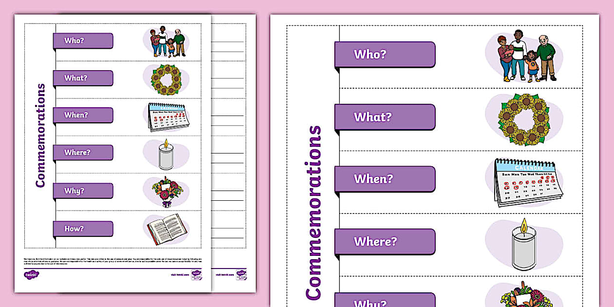 Commemorations Flapbook - Primary Education Resource
