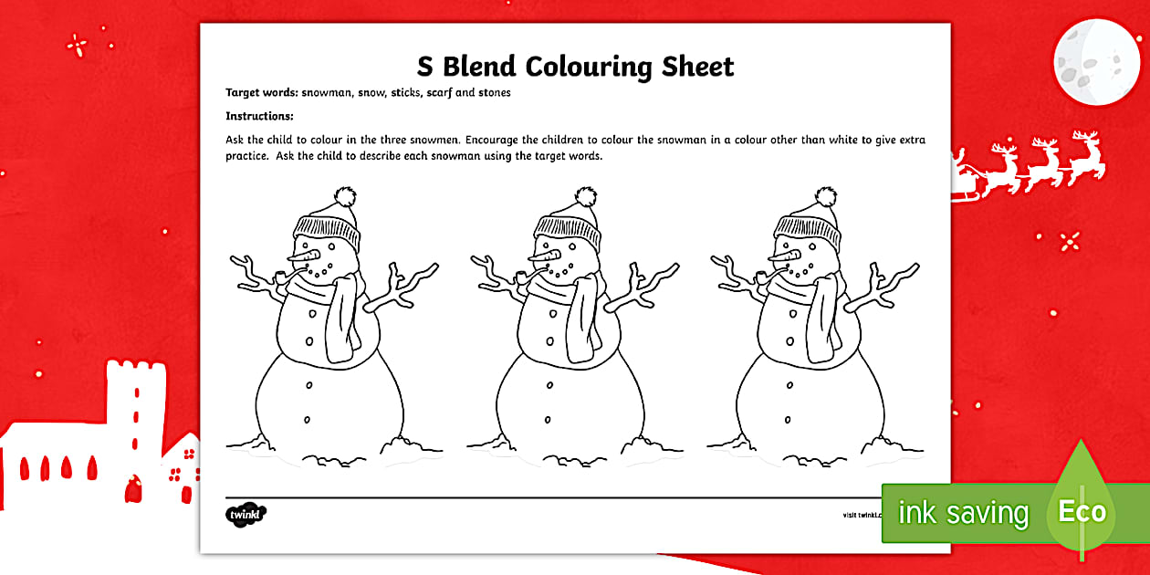 S Blend Colouring Worksheet / Worksheet (teacher made)