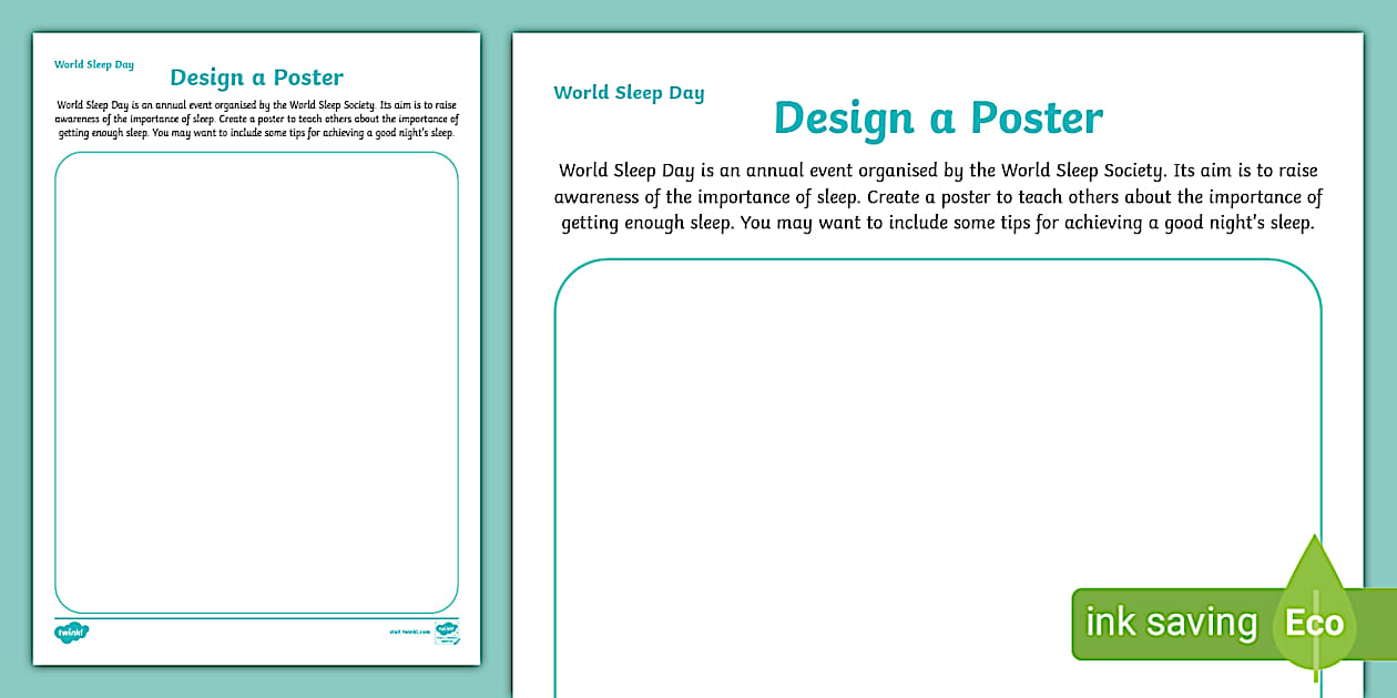 World Sleep Day Design a Poster Activity - Twinkl - KS2