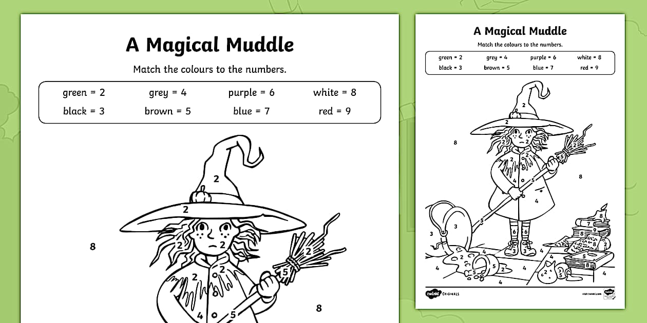 A Magical Muddle Color by Number (Teacher-Made) - Twinkl