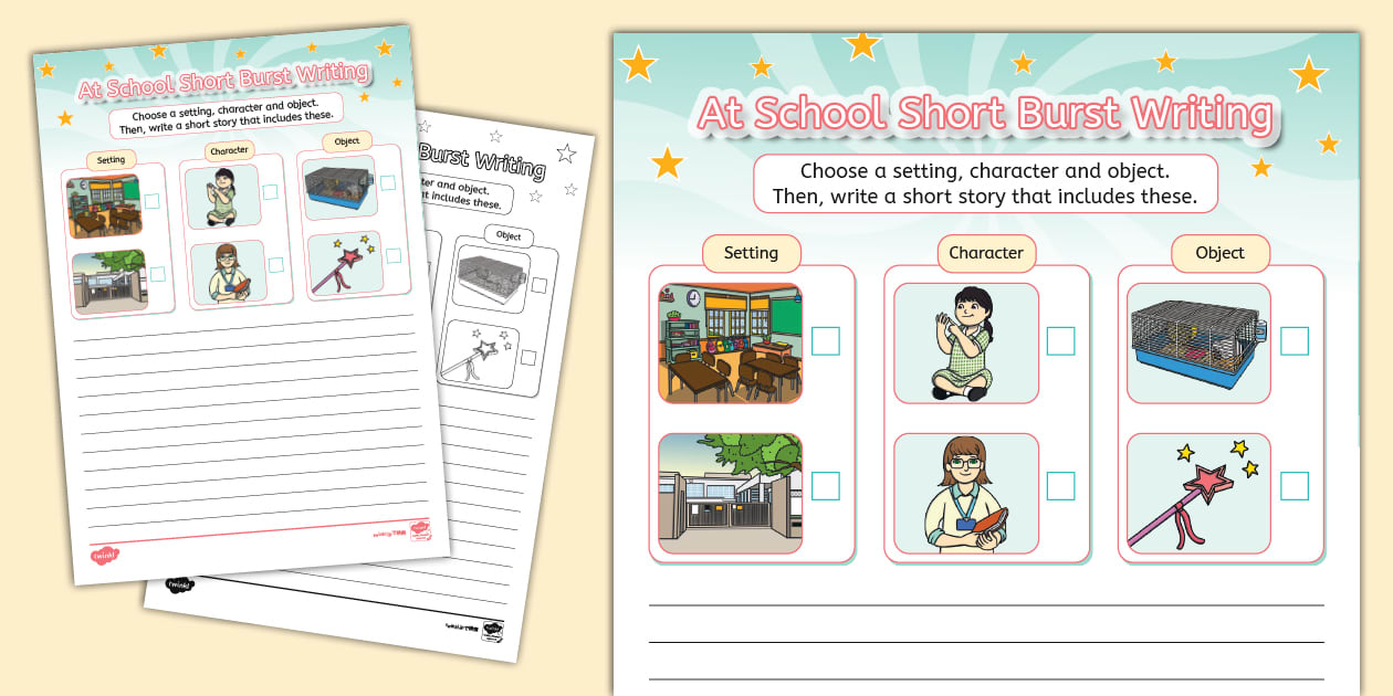 At School Short Burst Writing Template - Twinkl