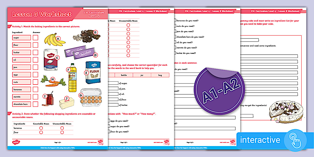 ESL Curriculum Level 4, Lesson 8 Interactive Worksheet