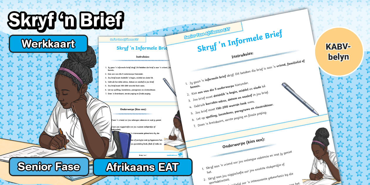 Senior Fase Afrikaans EAT - Skryf 'n Brief - Werkkaart